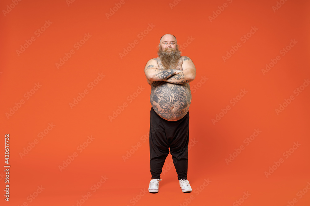 Full length fat caucasian pudge obese chubby overweight tattooed blue ...