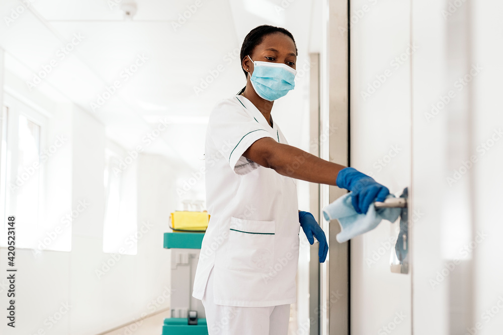 Cleaning Worker Disinfecting Hospital Stock Photo | Adobe Stock