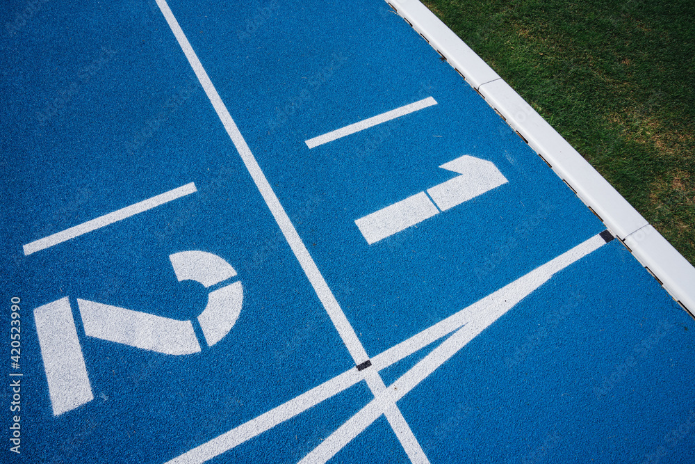 Blue Race Tracks In Sport Stadium Stock Photo | Adobe Stock