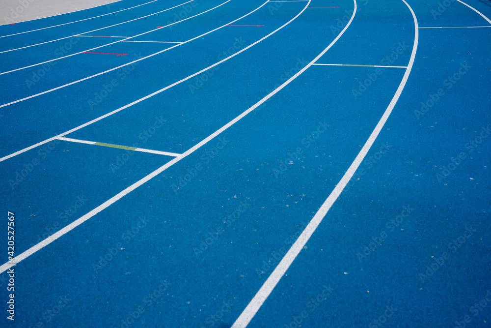 Blue Race Tracks In Sport Stadium Stock Photo | Adobe Stock