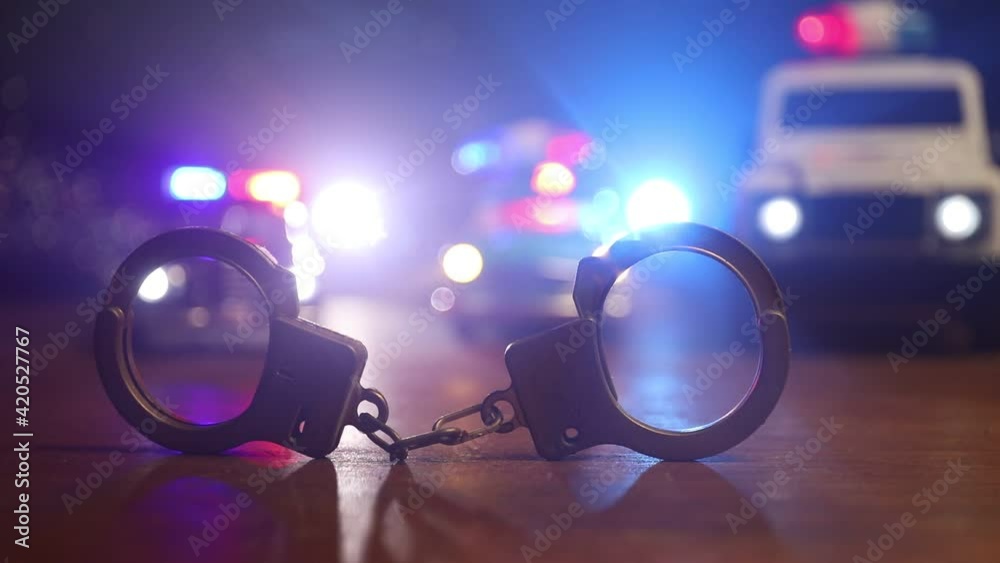 Police raid at night and you are under arrest concept. Silhouette of ...