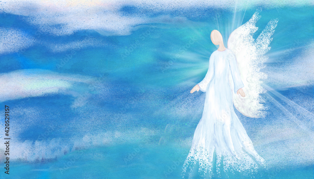 Archangel. Heavenly angelic spirit with wings. Hand draw Illustration ...