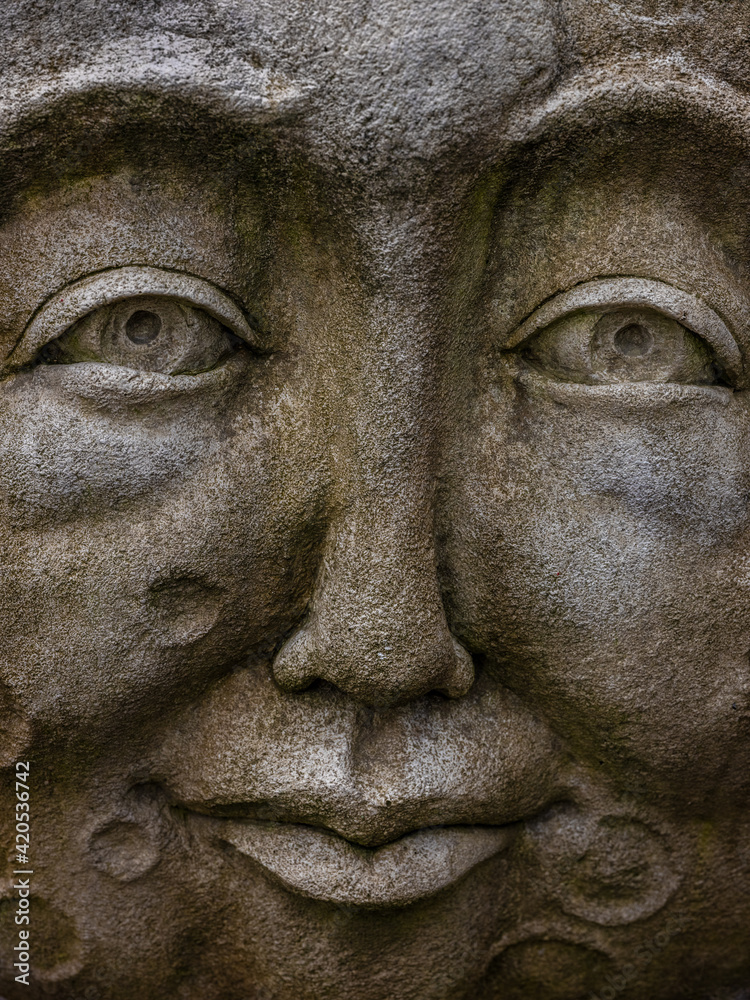 Stone face with craters Stock Photo | Adobe Stock