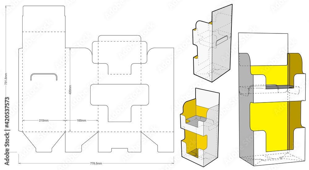 Box for Display Stand and Die-cut Pattern. Stock Vector | Adobe Stock