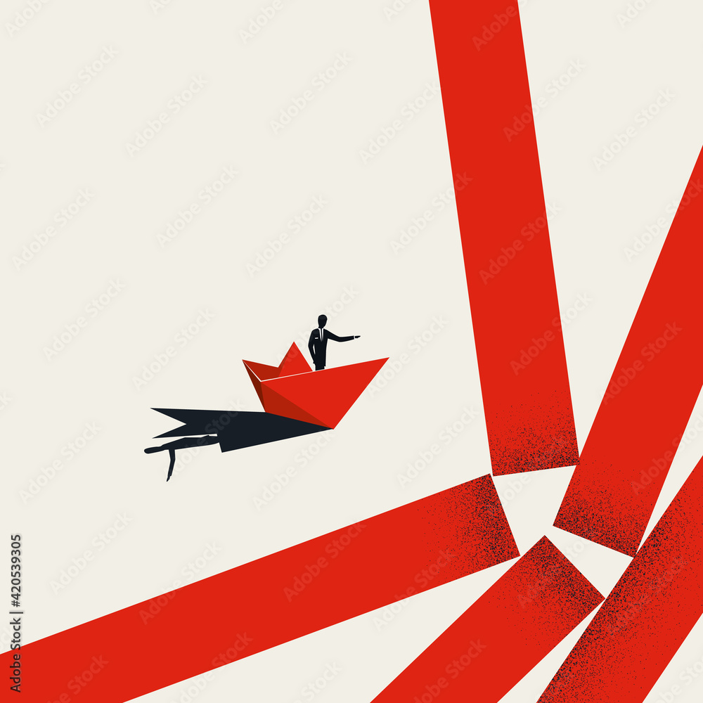 Break barriers, overcome challenge, business vector concept. Man ...