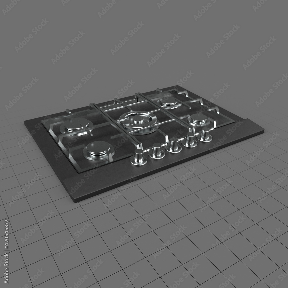 Stovetop with burners Stock 3D asset | Adobe Stock
