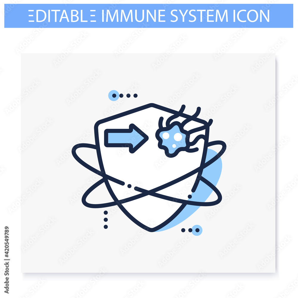 Cancer cells fight line icon. Anticancer treatment. Immunity ...