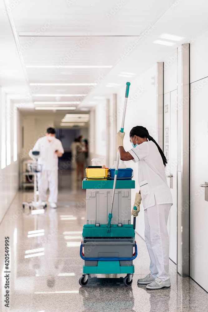 Cleaning Worker Disinfecting Hospital Stock Photo | Adobe Stock
