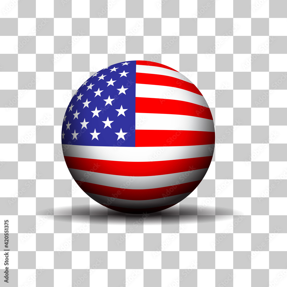 US American Flag 3d Sphere Vector Illustration in Transparent ...