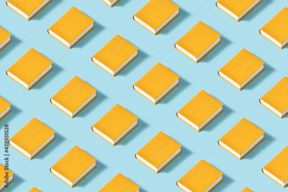 Paper yellow books diagonally arranged pattern. Stock Illustration ...