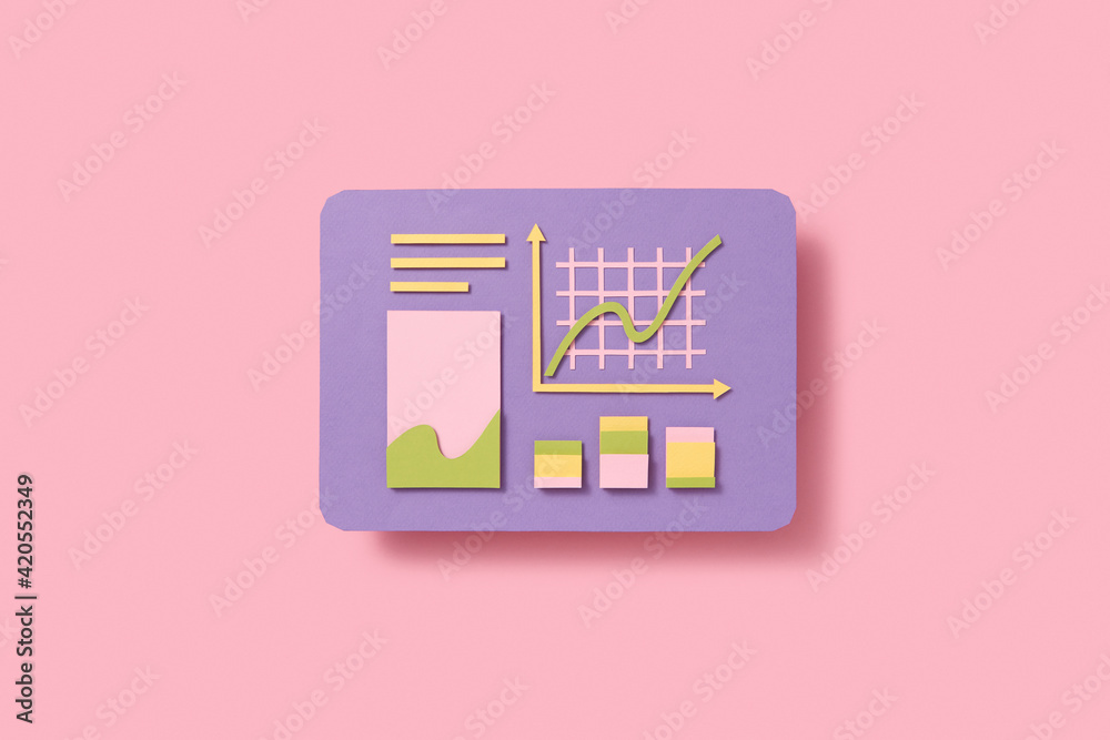 Papercraft board with graphic business presentation. Stock Illustration ...