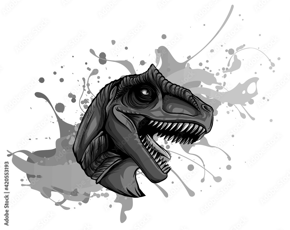 monochromatic vector illustration of a T Rex, Tyrannosaurus Rex ...