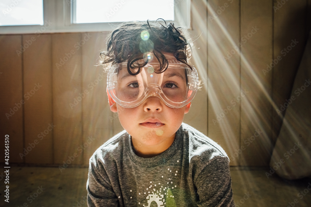 Boy wearing safety goggles. Stock Photo | Adobe Stock