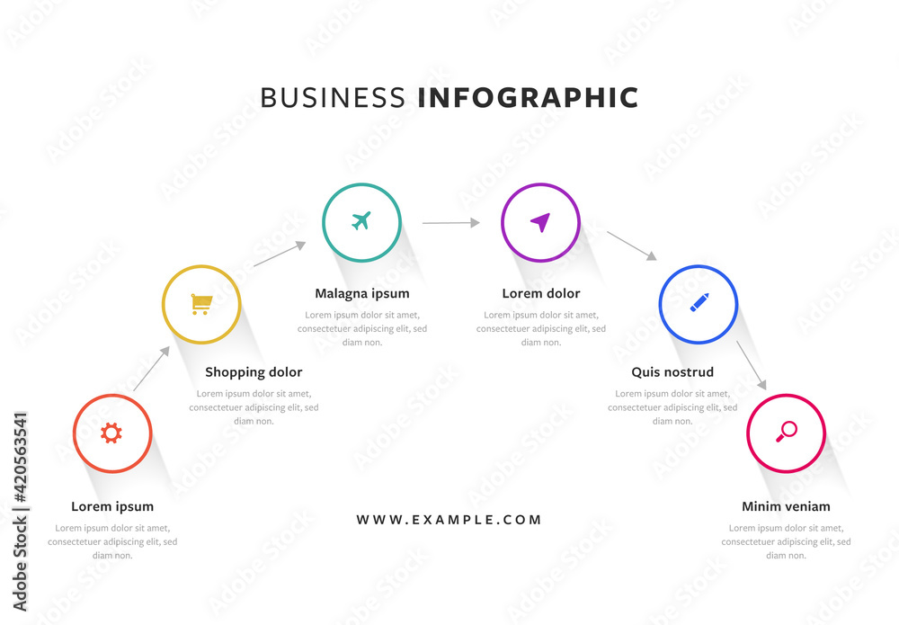 Simple Infographic Layout with Colored Circles Stock Template | Adobe Stock