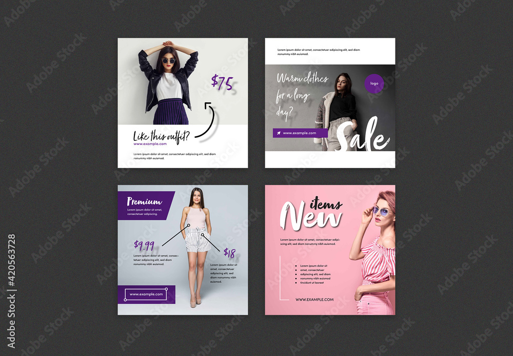 Social Layouts with Instructional Elements Stock Template | Adobe Stock