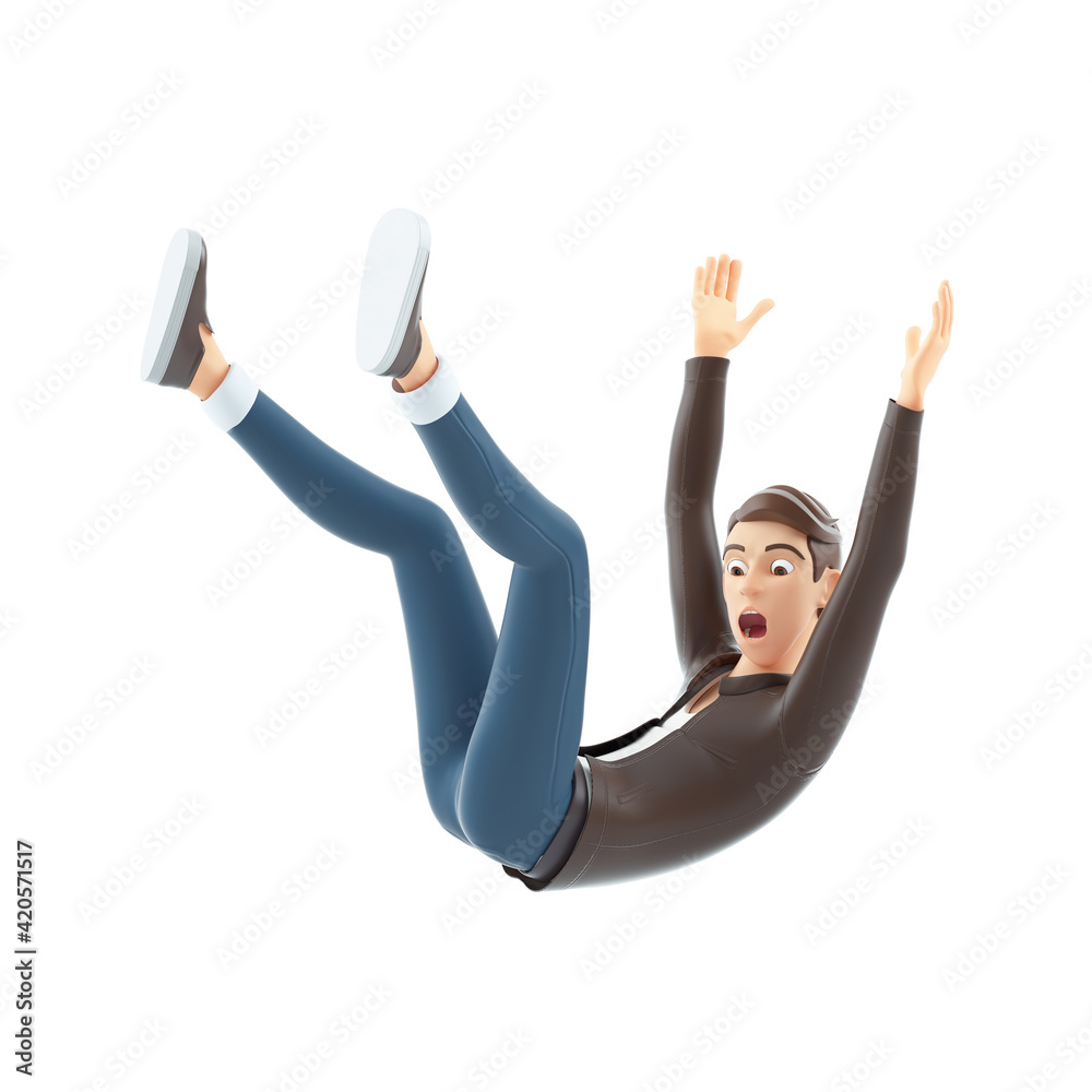 3d cartoon man falling from height Stock Illustration | Adobe Stock