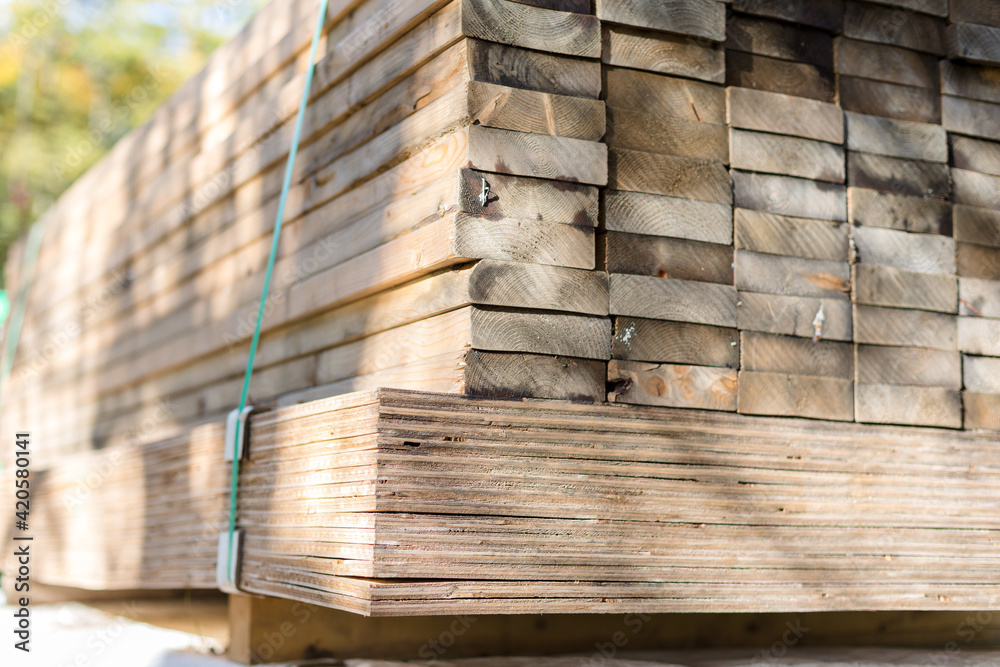 Stack of Lumber Outdoors Stock Photo | Adobe Stock