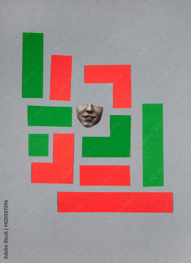 Abstract face in a maze collage Stock Photo | Adobe Stock