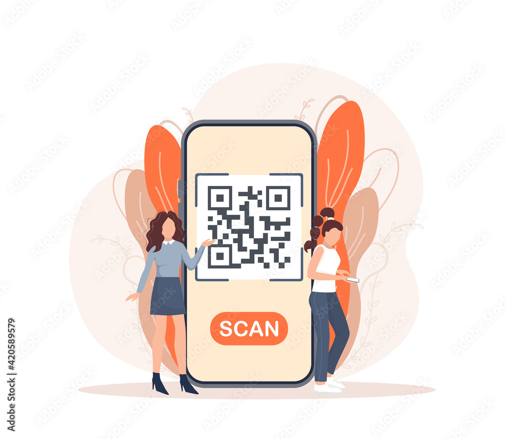 Scan qr code people, great design for any purposes. 3d vector ...
