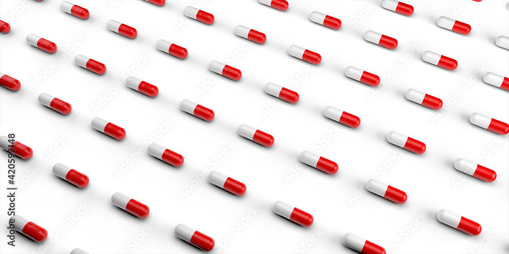 Pattern medical capsules, isolated on a white background. Capsules for ...