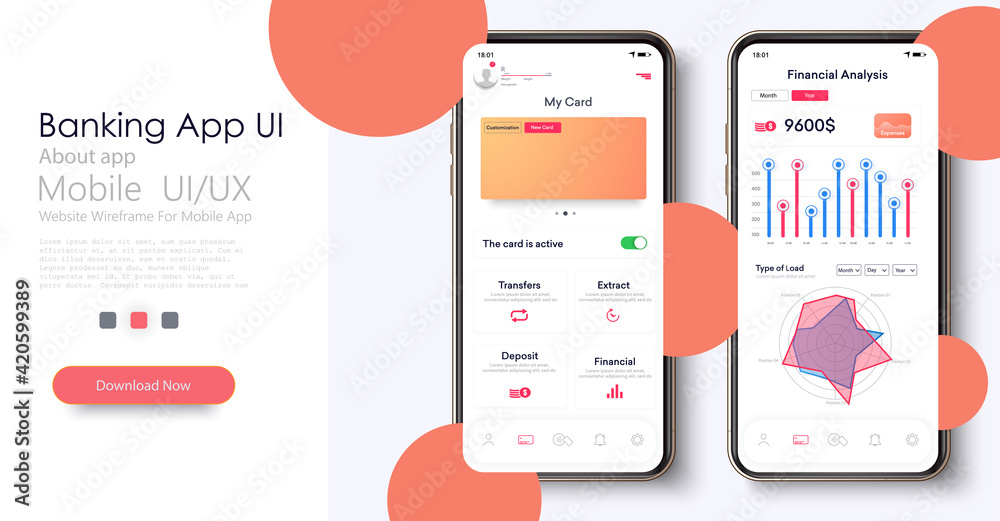 Online Banking Mobile Apps UI, UX, GUI set with wallet, shopping, my ...