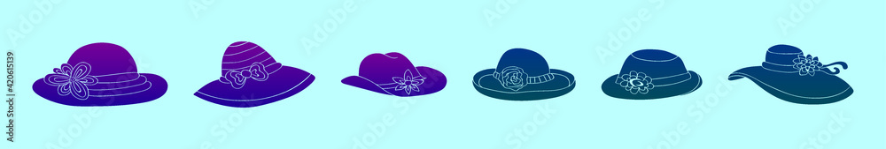 set of derby hat cartoon icon design template with various models ...