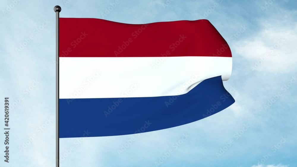 3D Illustration of The flag of the Netherlands is a horizontal ...
