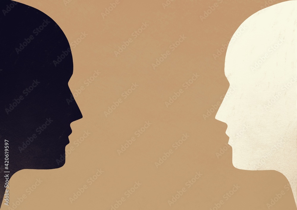 silhouettes of two people Stock Photo | Adobe Stock