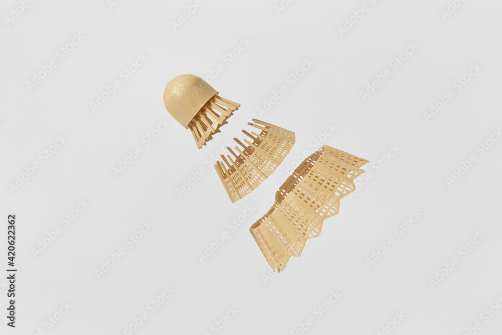 Plastic badminton shuttlecock is cut on three parts Stock Photo | Adobe ...