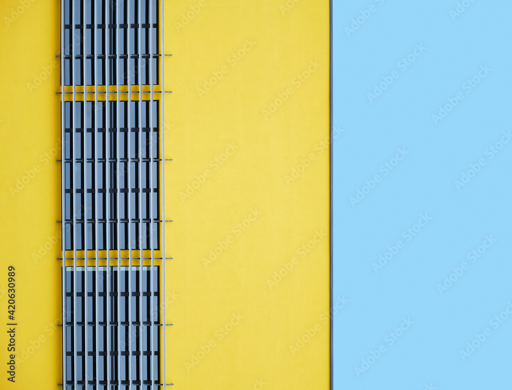 Geometric architecture with modern yellow building detail Stock Photo ...