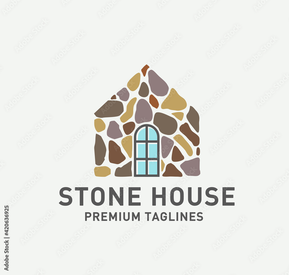 stone house logo vector,Home with stones shape logo design.creative ...