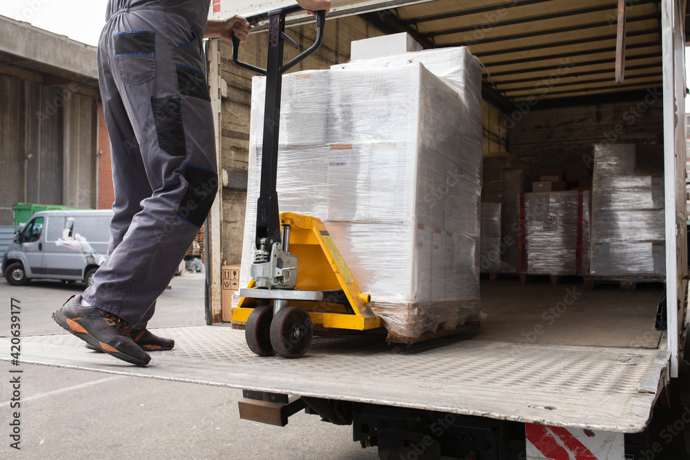 Shipping load ready for truck transport Stock Photo | Adobe Stock