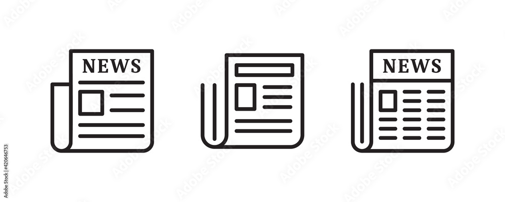 Newspaper, journal, newsletter, newsprint, periodical icon set. Vector ...