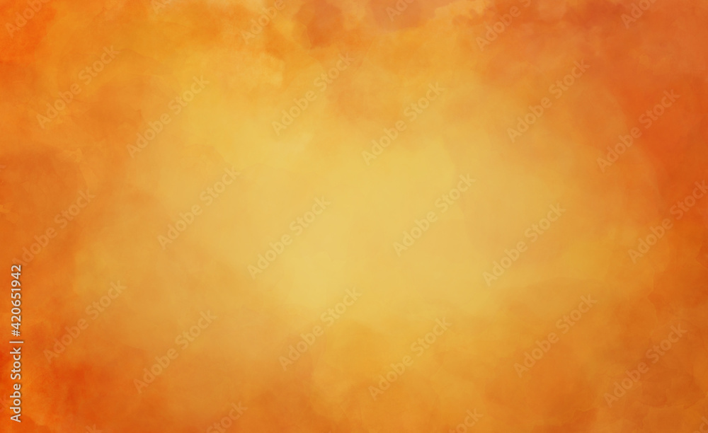 Orange background with watercolor texture, warm autumn or fall colors ...