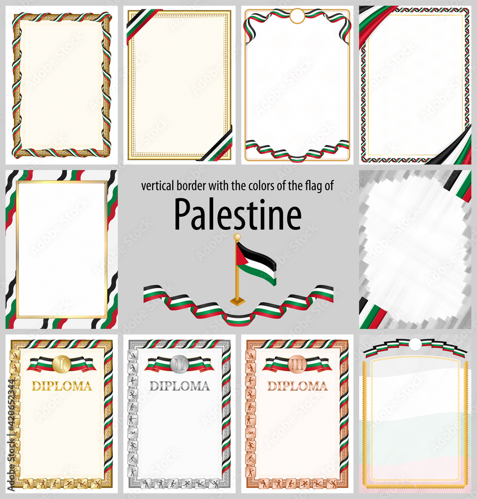 Vertical frame and border with Palestine flag Stock Vector | Adobe Stock