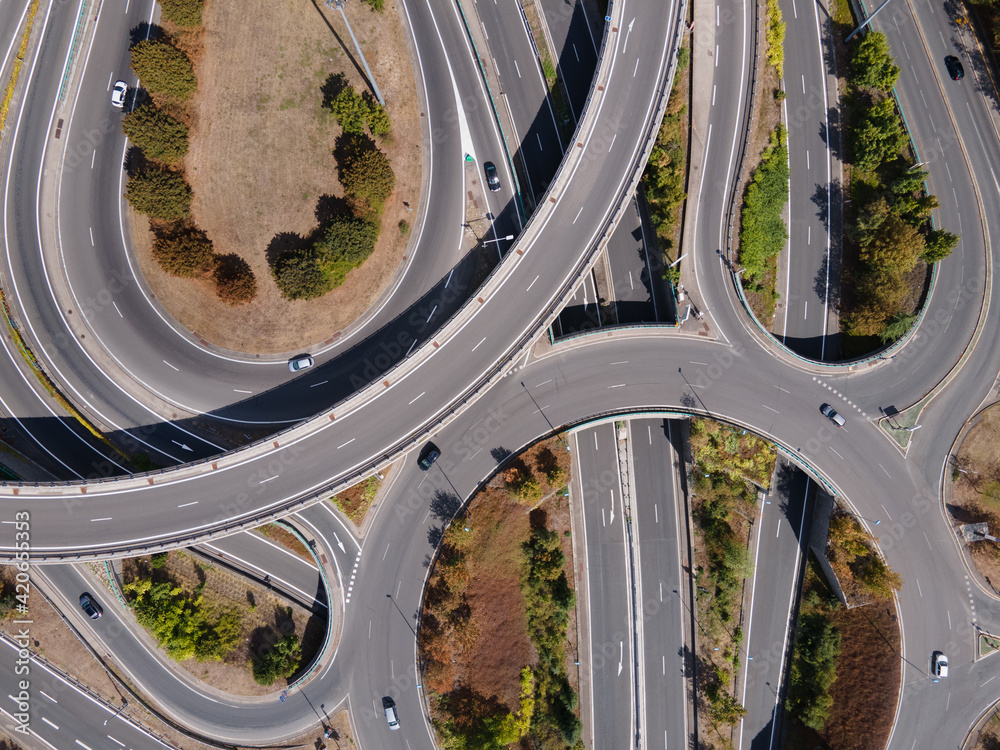 big intersection road from above, aerial view Stock Photo | Adobe Stock