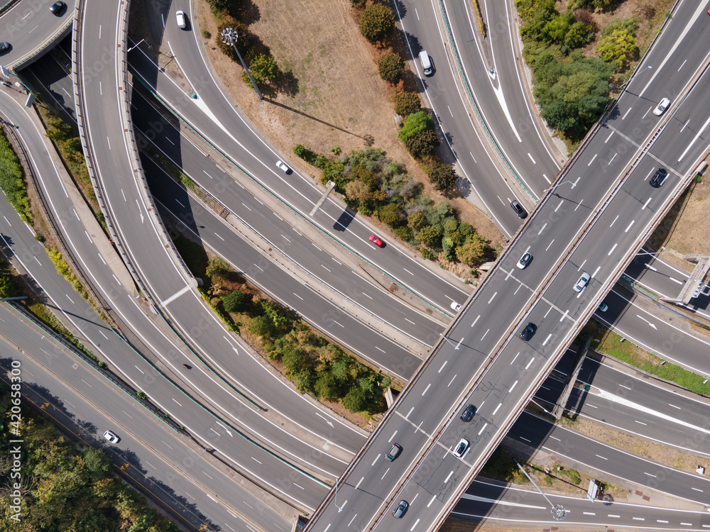 intersection road from above, aerial view Stock Photo | Adobe Stock