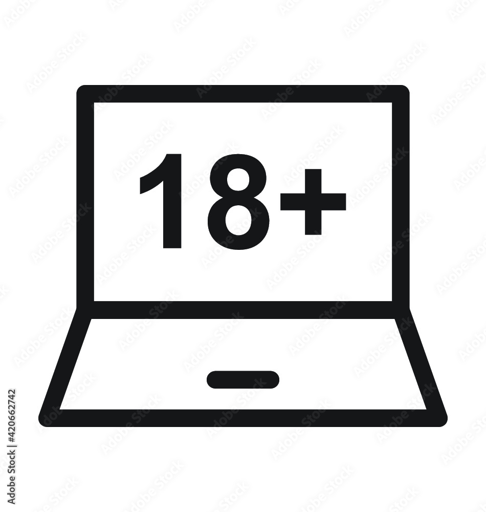 Eighteen Plus Sign Vector Outline Icon Stock Vector | Adobe Stock
