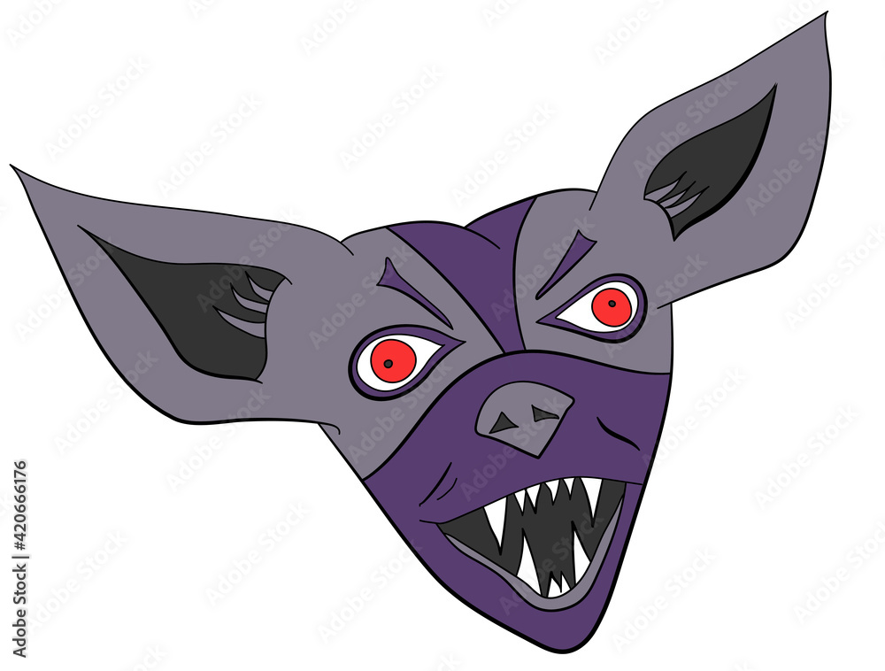 Evil dog. Vector illustration of angry character with red eyes and ...