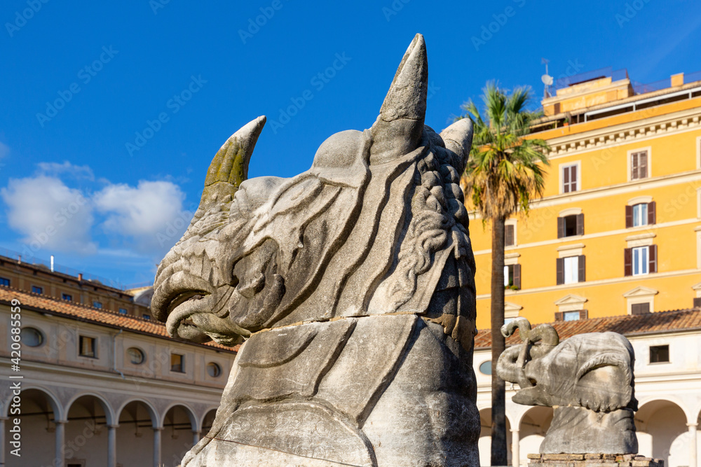 Giant ancient animal head in 16th-century garden, Cloister of ...