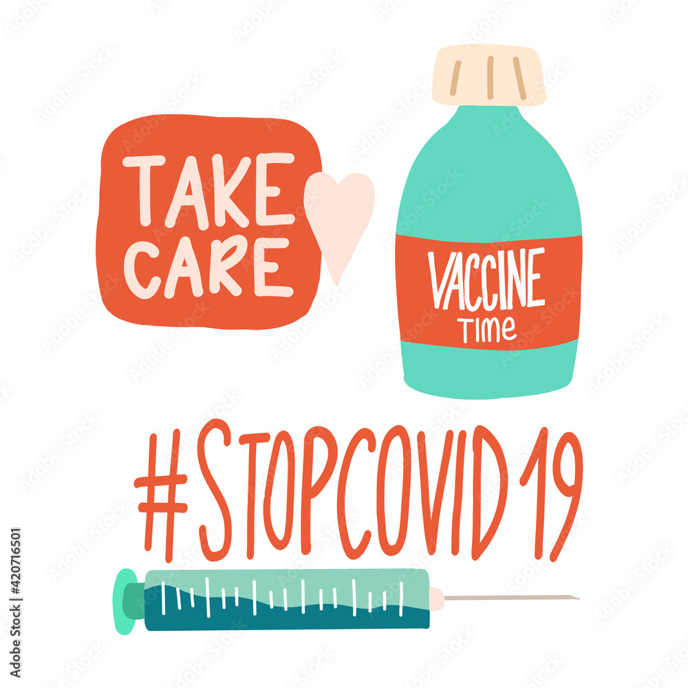 Coronavirus Covid 19 icon set vector. Stop Corona, Get Vaccinated ...