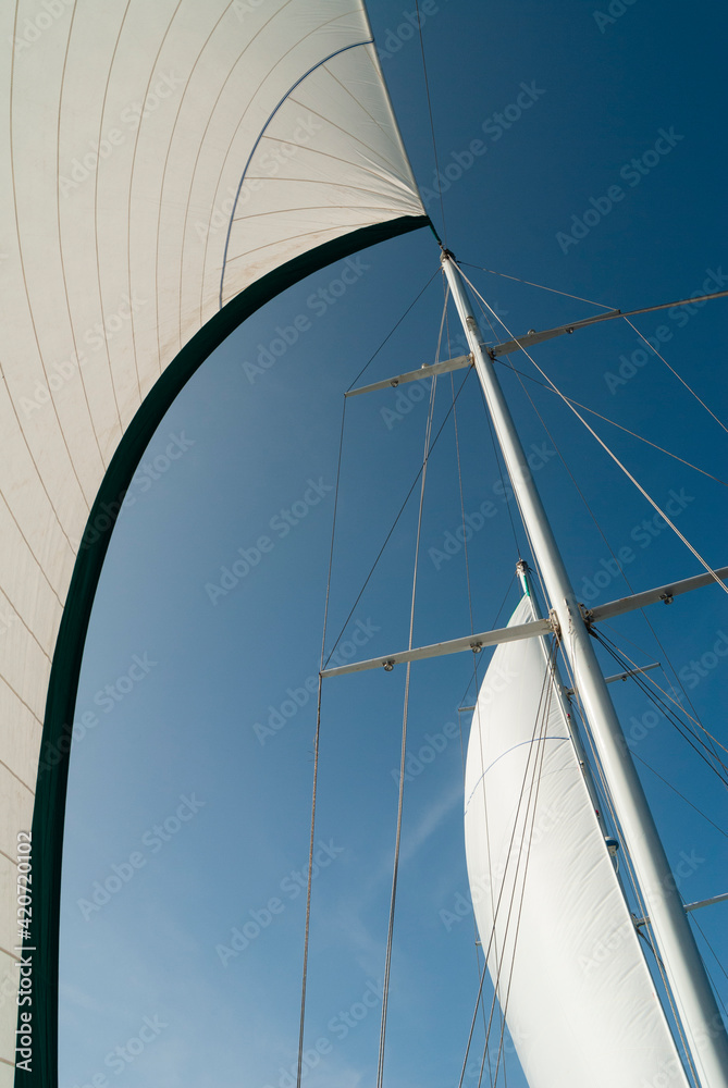 Mast and sails on a yacht, Maldives. Stock Photo | Adobe Stock