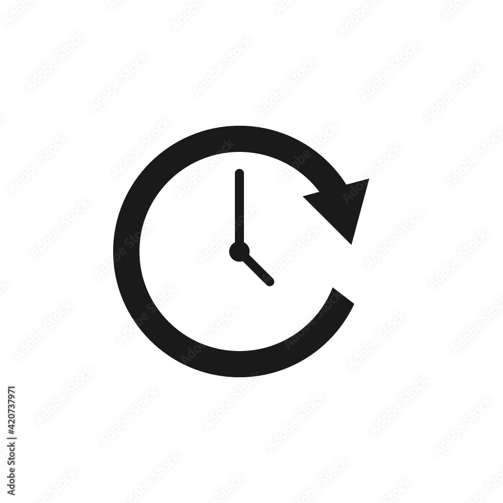 clockwise rotation icon arrow and time Stock Vector | Adobe Stock