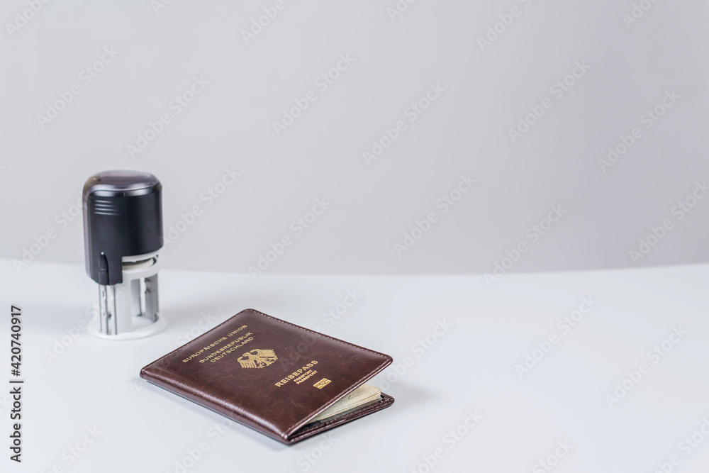 Immigration and passport control at the airport. Border control. Stamp ...