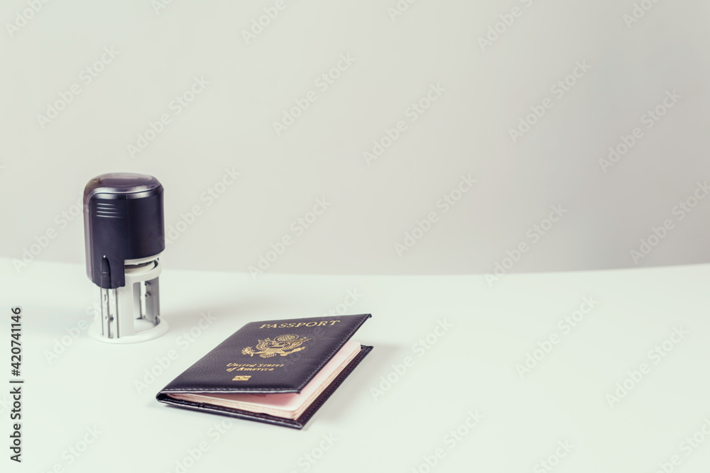 Immigration and passport control at the airport. Border control. Stamp ...