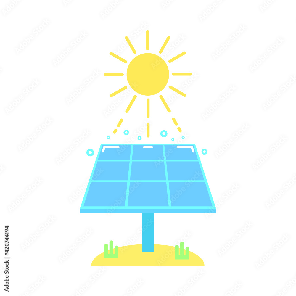 Vector illustration of a sun battery. Green energy and ecology friendly ...