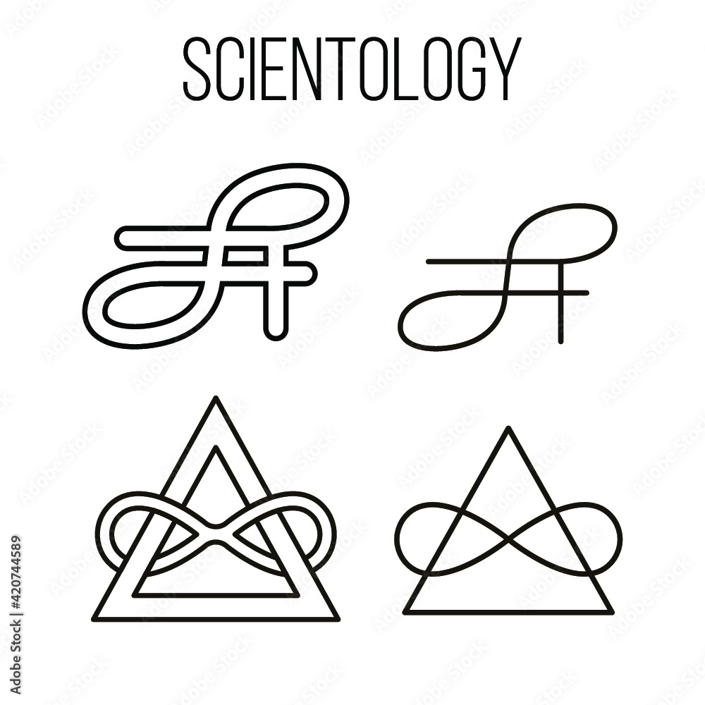 Vector illustrations set of scientology signs and attributes on white ...
