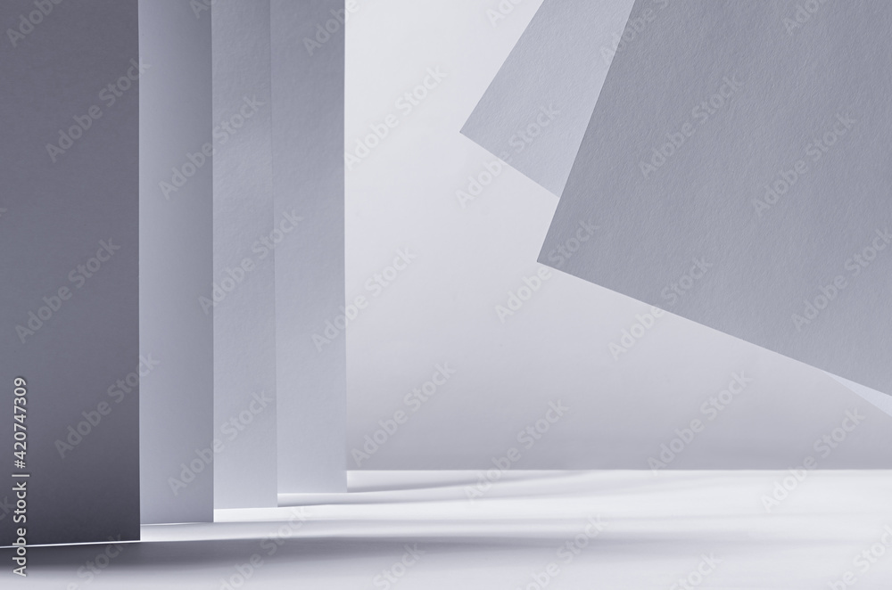 Abstract contemporary minimalistic geometric background of white grey ...