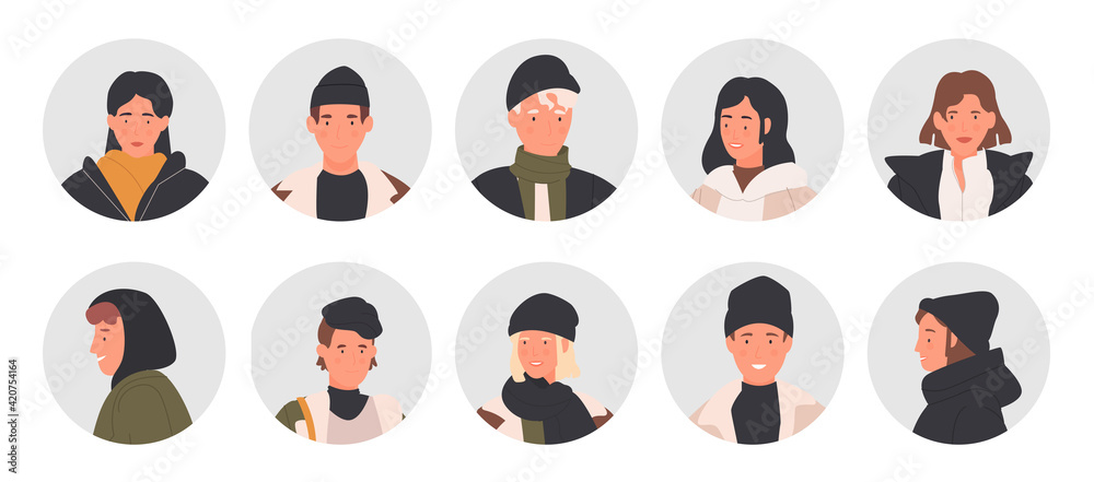People profile avatars, round userpic vector illustration set. Cartoon ...