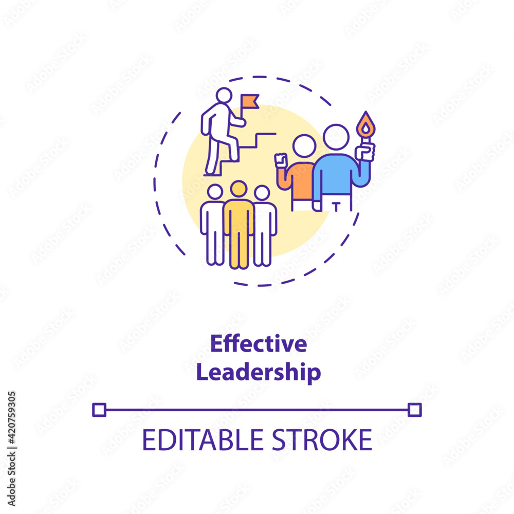 Effective leadership concept icon. Achieving goals idea thin line ...